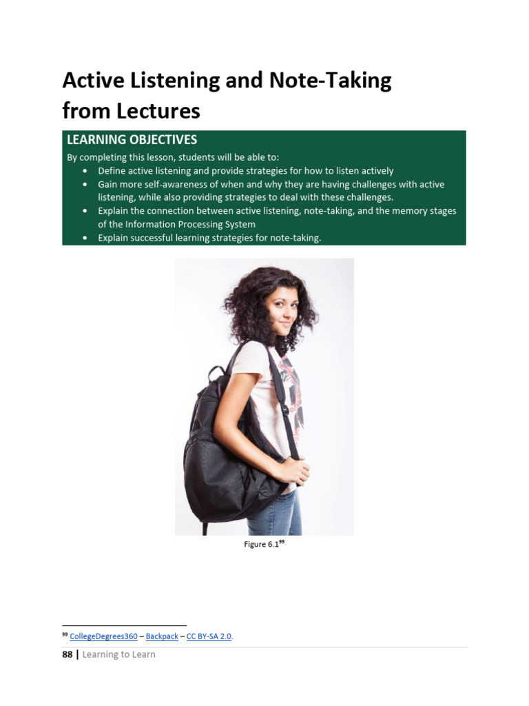 SLS1101 - Active Listening and Note-Taking From Lectures | PDF | Human ...