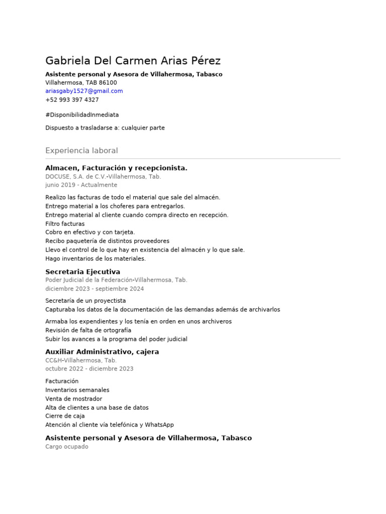 Gabriela Arias Cv | PDF