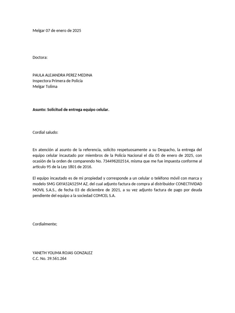 Solicitud Entrega Equipo | PDF