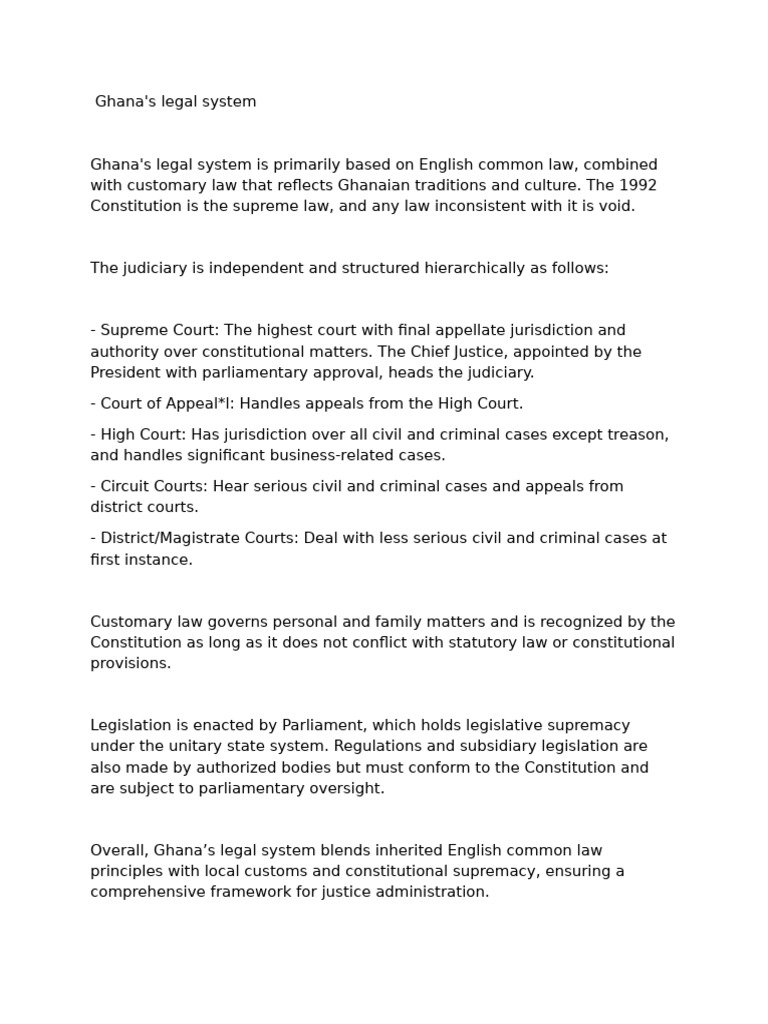 Ghana's Legal System Overview | PDF