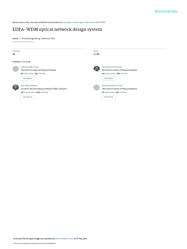 EDFA-WDM Optical Network Design System | PDF | Wavelength Division ...