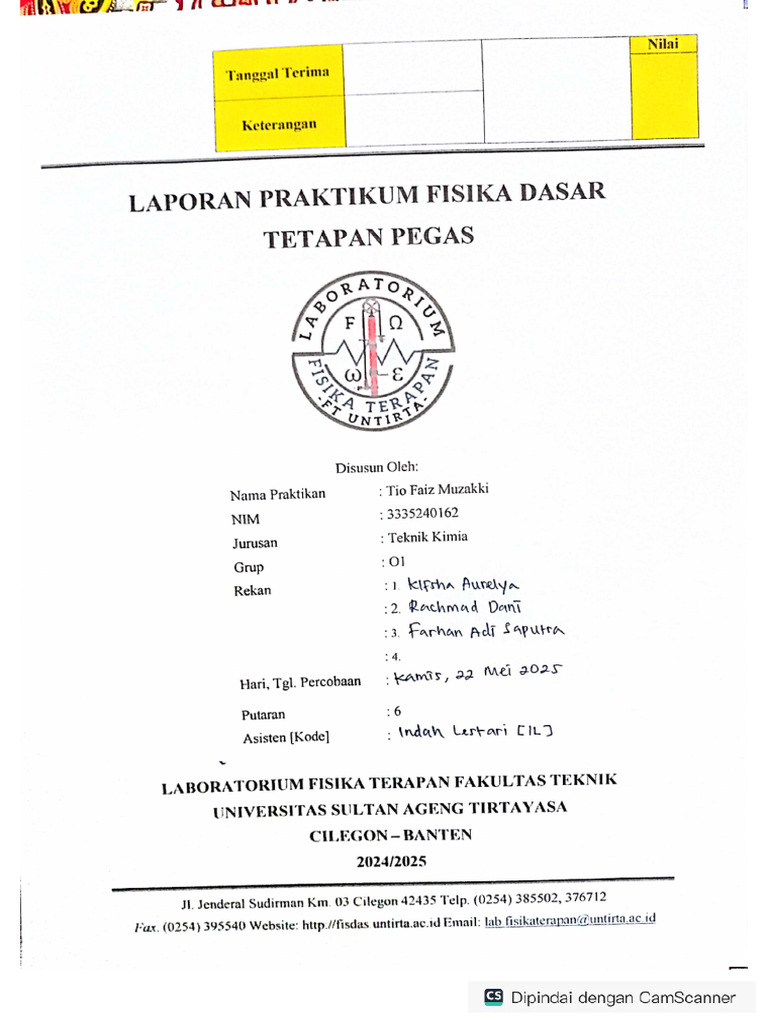 Laporan Praktikum Fisika Terapan Modul Tetapan Pegas | PDF