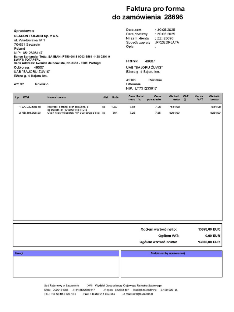 Bajoru Zuvis Proforma | PDF