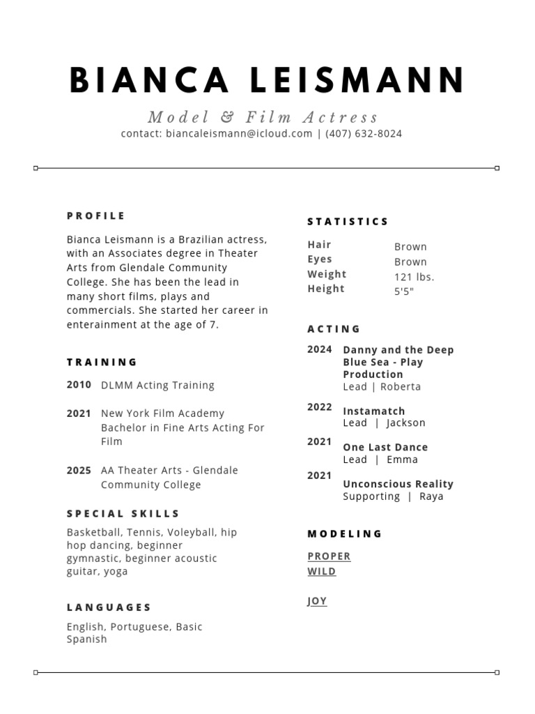 Bianca Leismann: Actress Profile | PDF