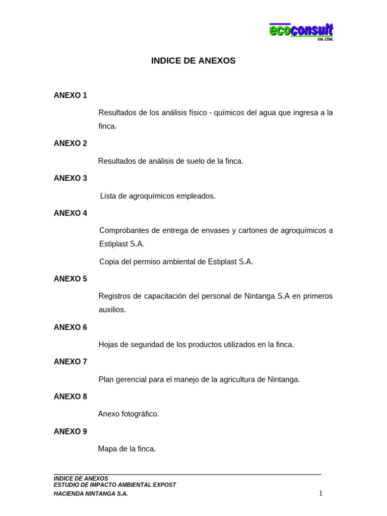 Lista de Anexos | PDF