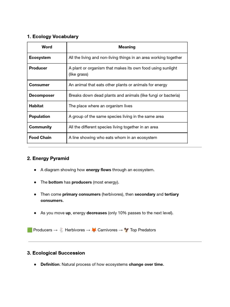 Ecology Vocabulary and Concepts Guide | PDF