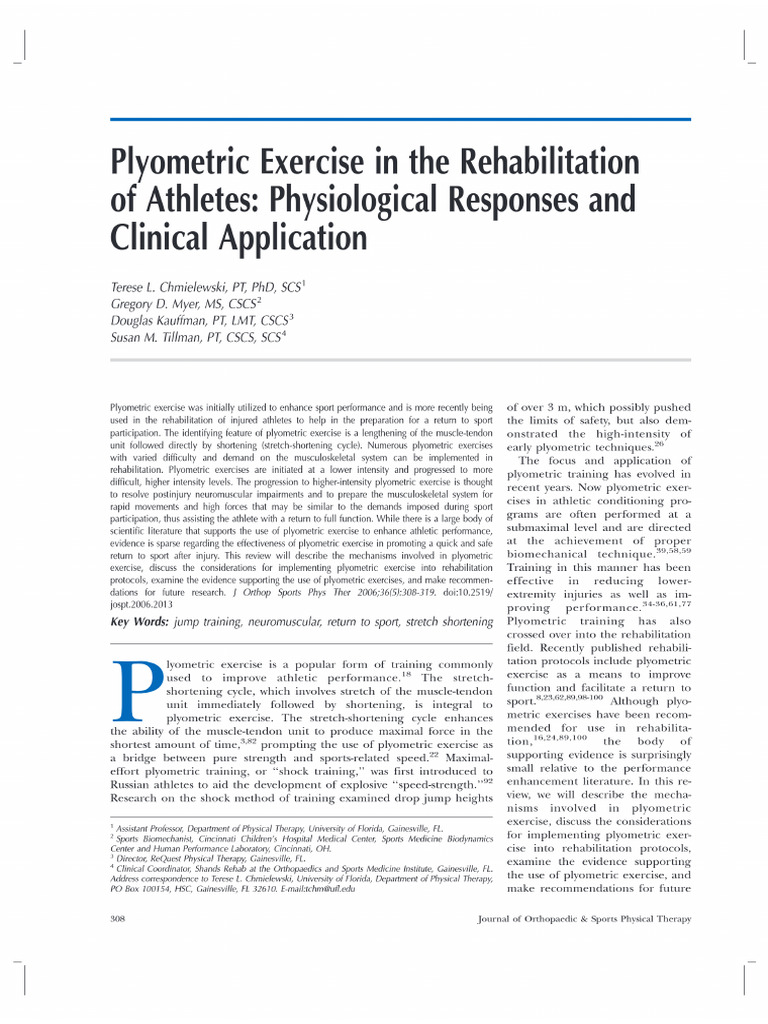 Plyometric Exercise in the Rehabilitation of Athletes_ Physiological ...