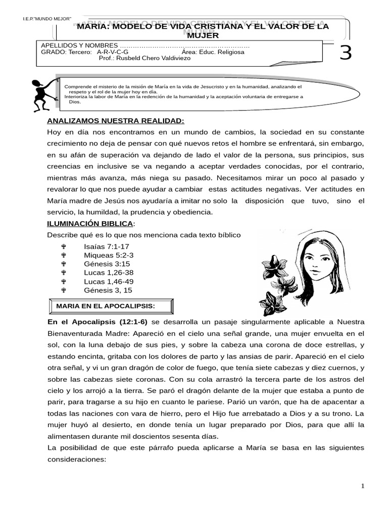 María: Modelo de Vida y Virtudes | PDF | María, madre de Jesús ...