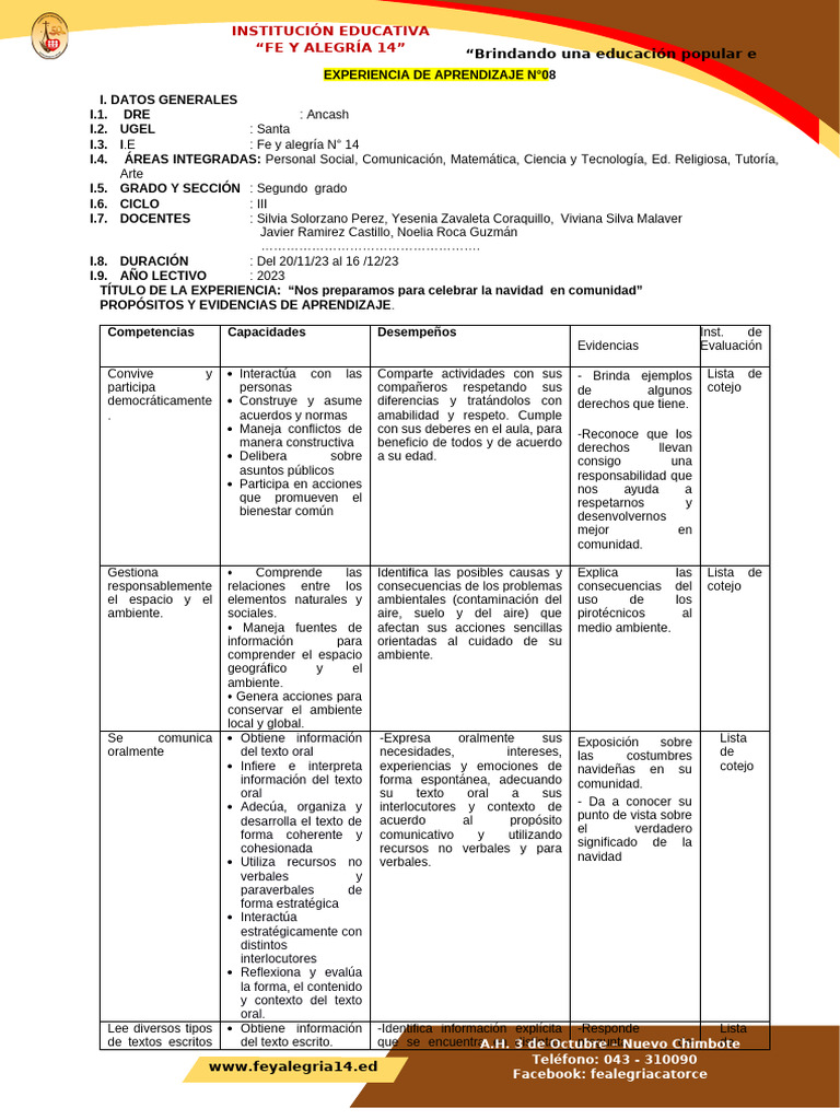 Experiencia de Aprendizaje N 8 | PDF | Longitud | Aprendizaje