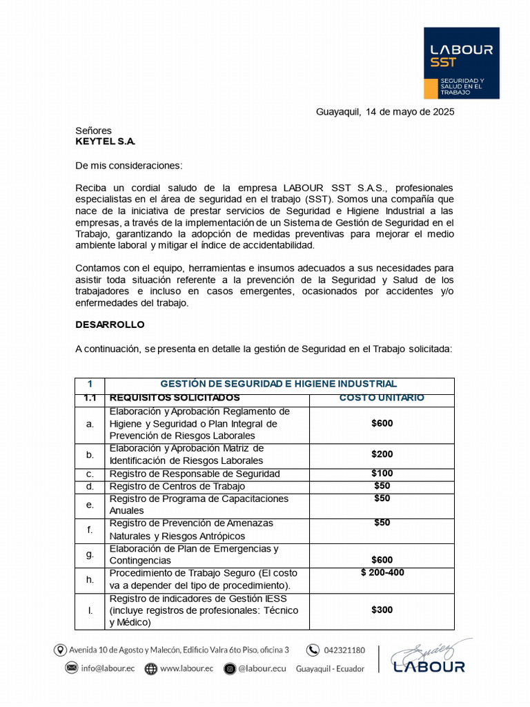 Propuesta de SST | PDF | Seguridad y salud ocupacional