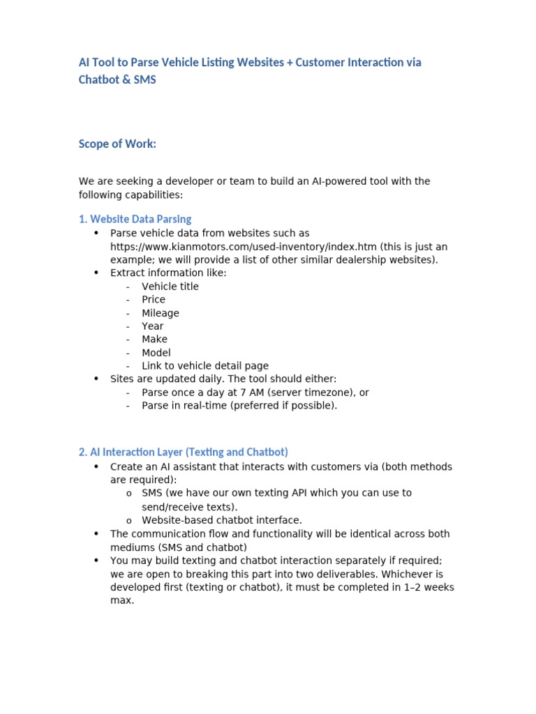 AI Vehicle Chatbot Job Posting | PDF | Artificial Intelligence ...