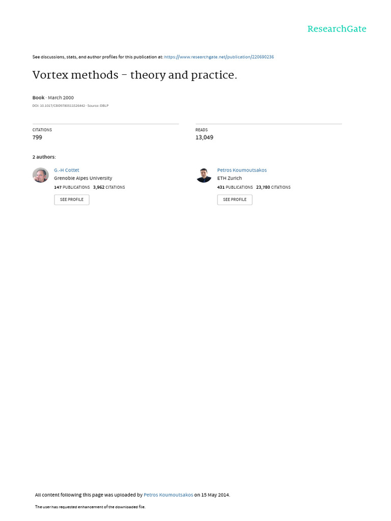 Vortex Methods - Theory and Practice | PDF | Continuum Mechanics | Vortices