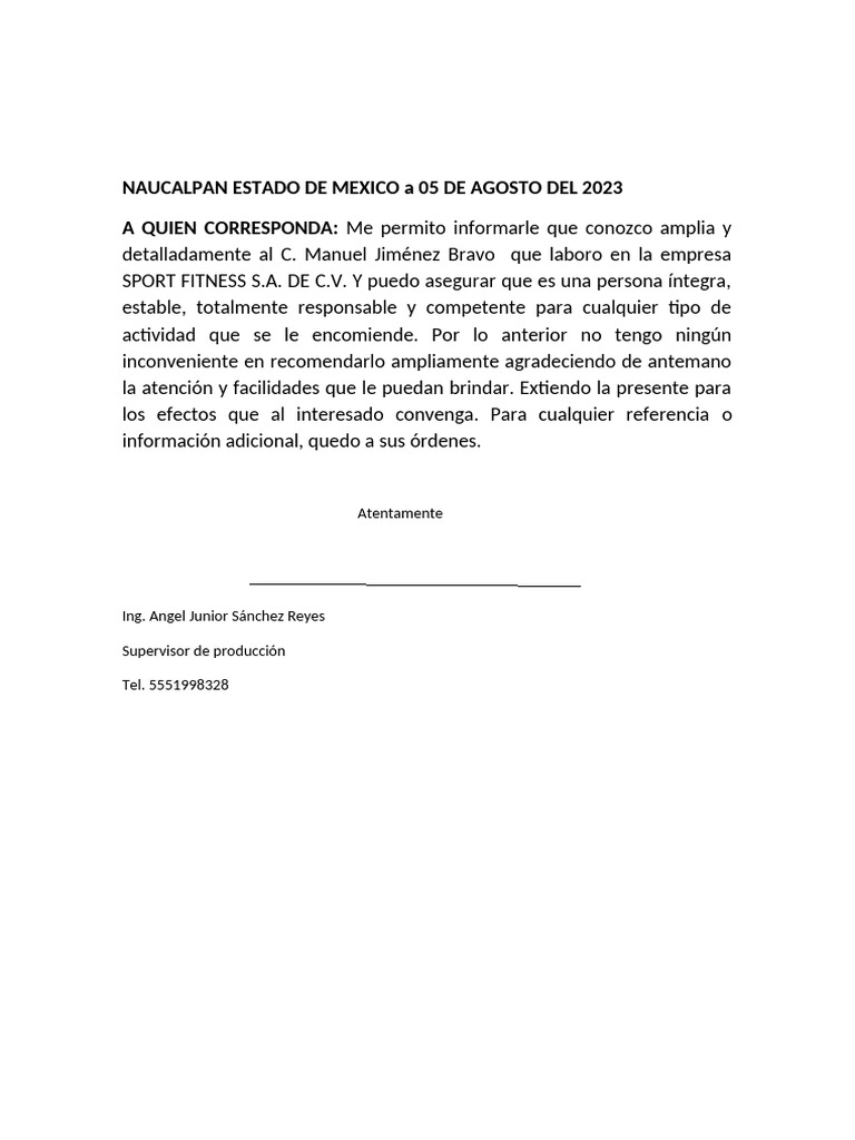 Contancia de Trabajo | PDF