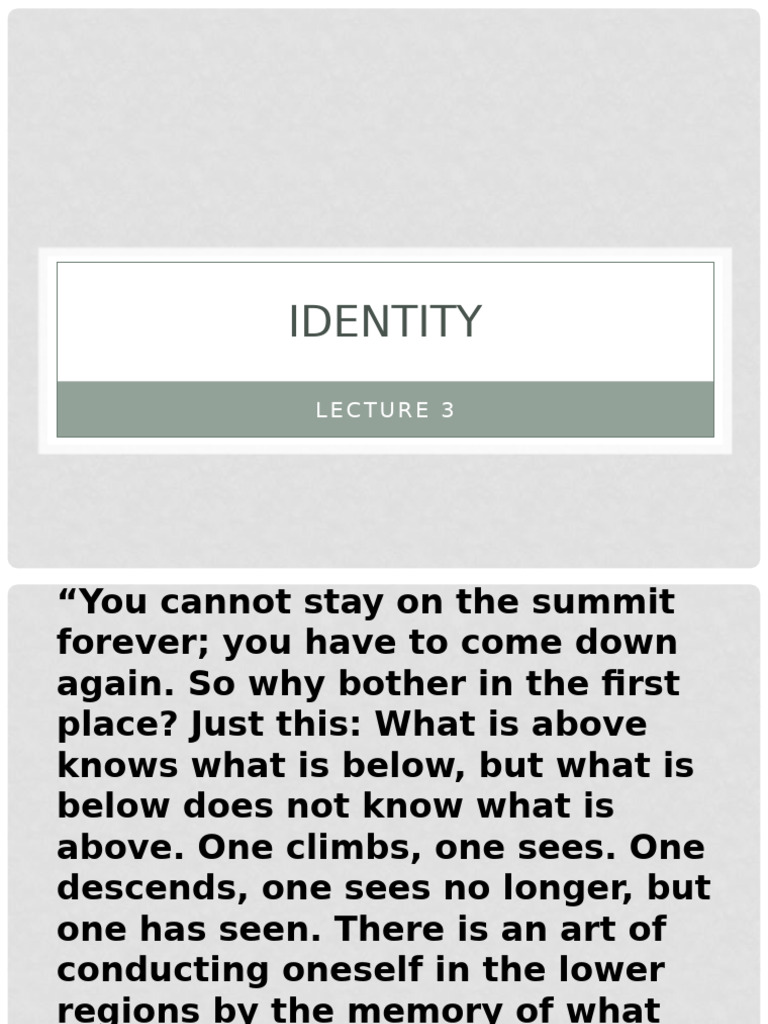 Lecture 3 (Student) - Identity | PDF | Identity (Social Science) | Gender