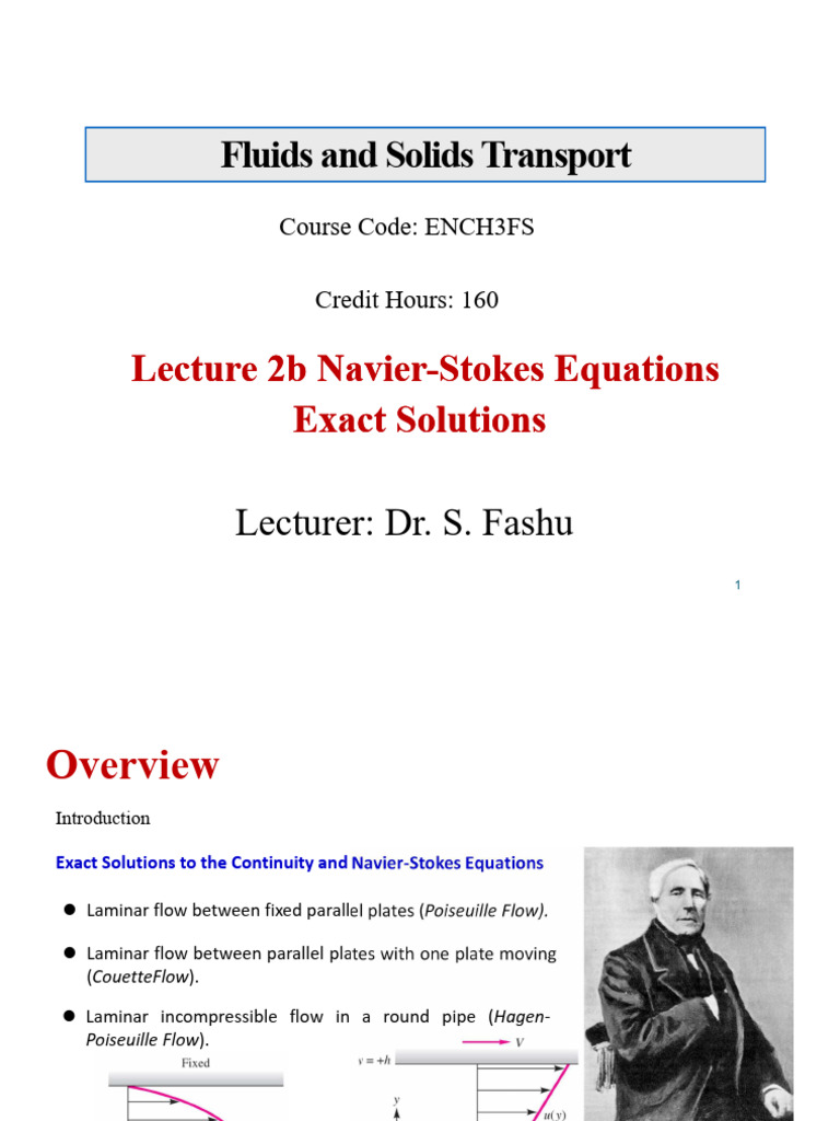 Lecture 2b Exact Solutions of N-S Equations | PDF | Navier–Stokes ...