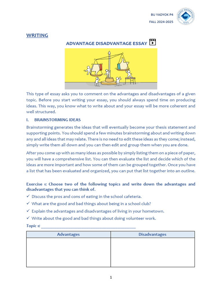 The ESSAY IV Advantage and Disadvantage Essay | PDF | Essays ...