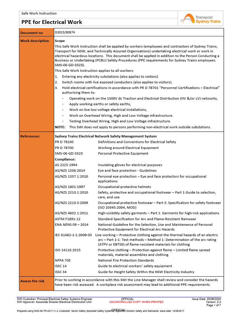 PPE Guidelines for Electrical Work | PDF | Personal Protective ...