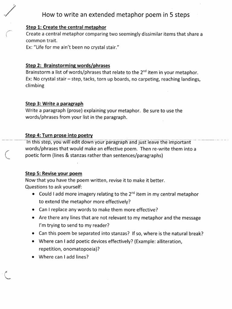 Step by step writing of a poem | PDF