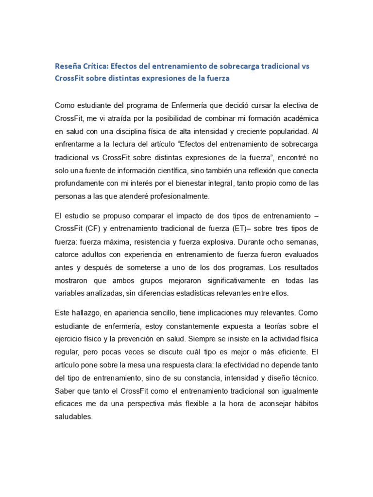 Reseña Crítica Yuri Ramirez | PDF | Fuerza | Enfermería