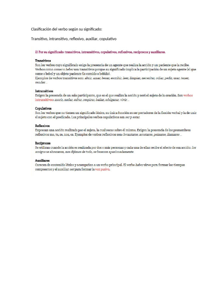 Clasificación Del Verbo Según Su Significado | PDF