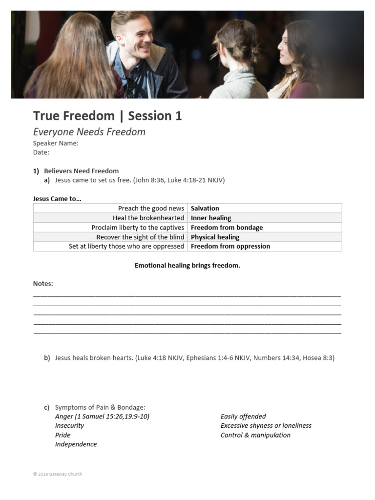 1) Everyone Needs Freedom Handout | PDF | Jesus | Religious Belief And ...