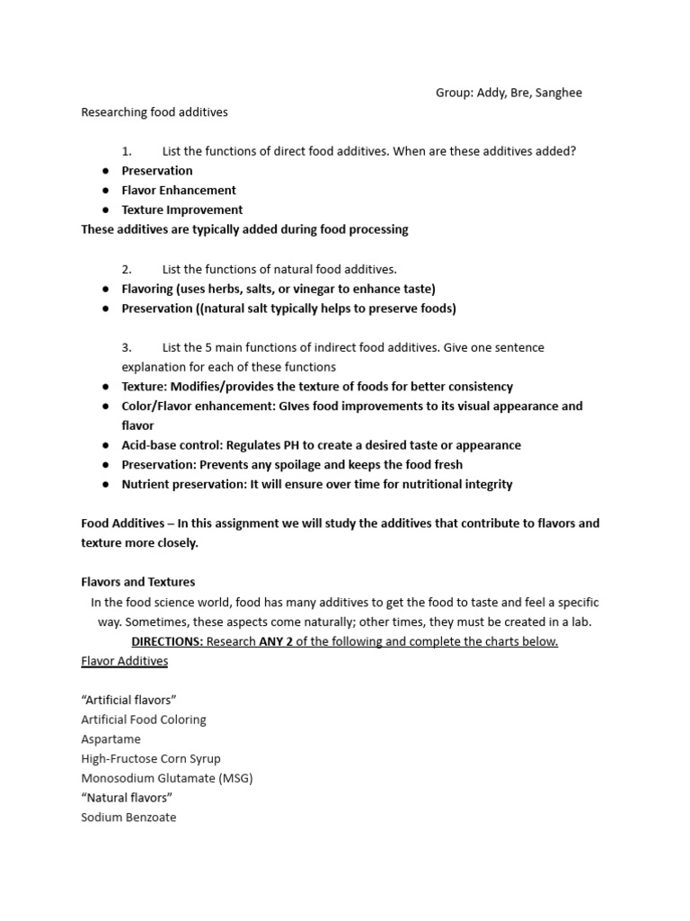 Food Additive Research | PDF | Taste | Foods