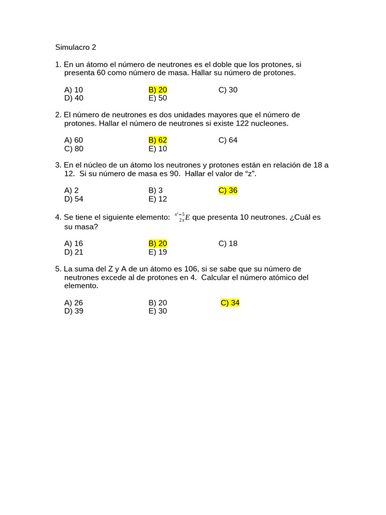 Simulacro 2 - Química | PDF