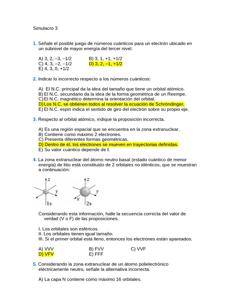 Simulacro 3 - Química | PDF