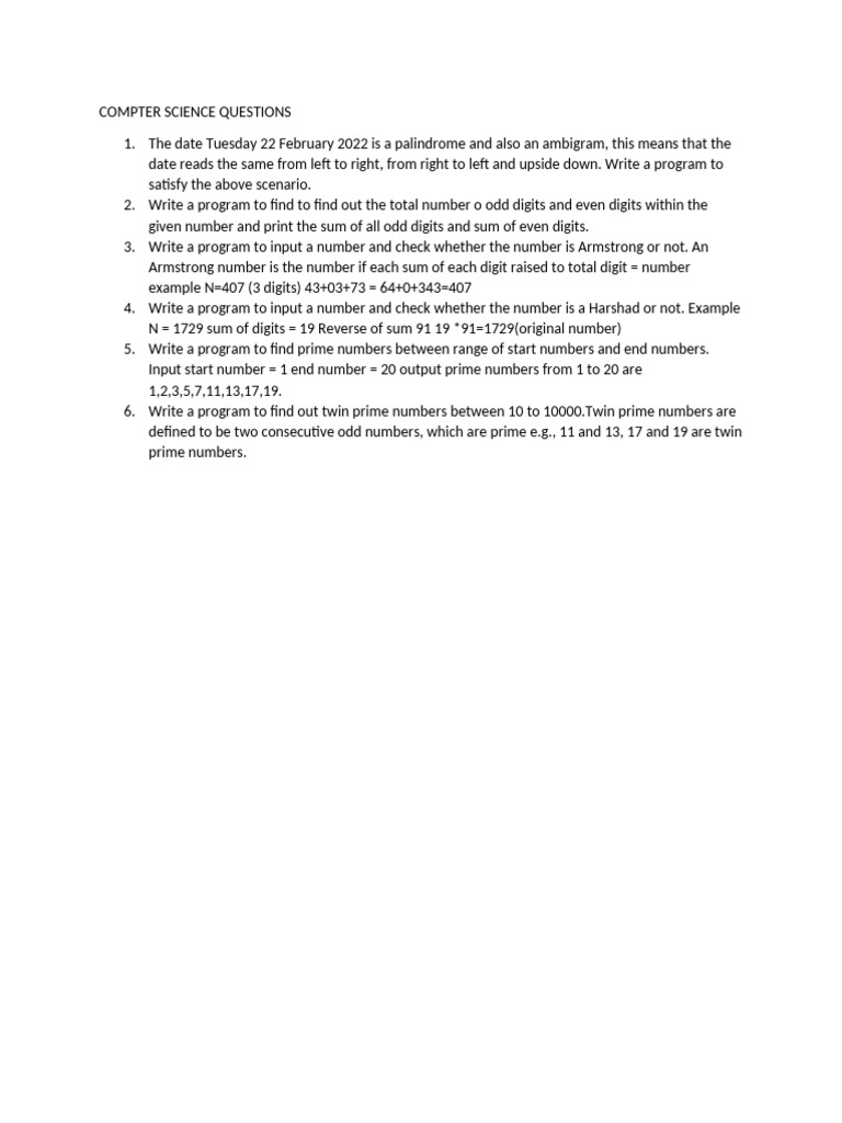 Compter Science Questions | PDF