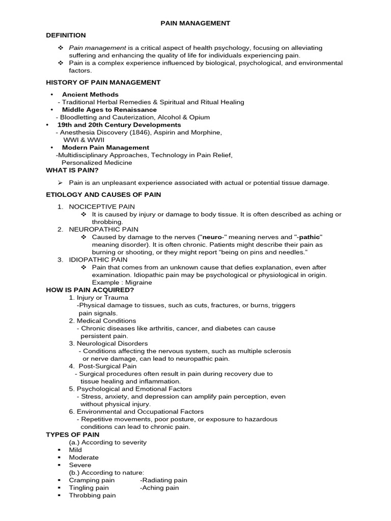 Comprehensive Guide to Pain Management | PDF | Pain | Pain Management