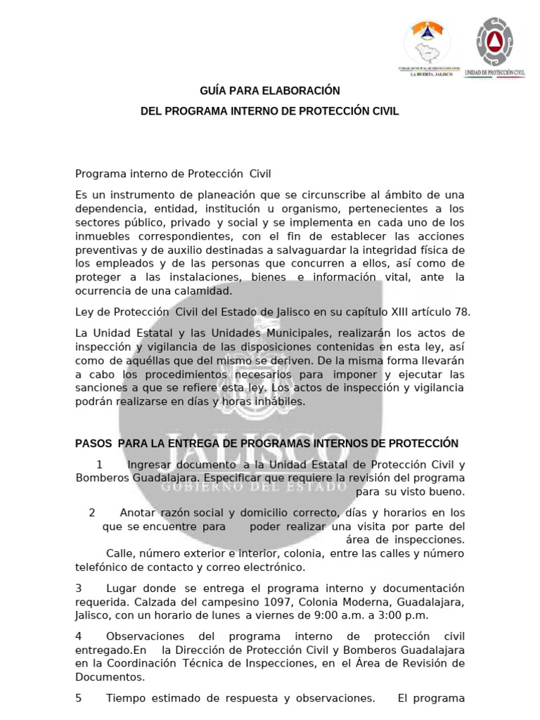 Guía para Elaboración Del Programa Interno de Protección Civil | PDF | Defensa Civil | Gestión ...