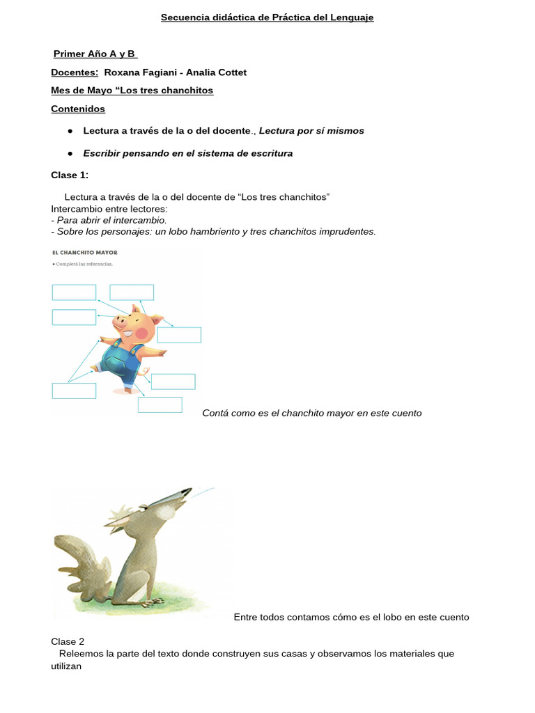 Secuencia Didáctica - Los Tres Cerditos - de Práctica Del Lenguaje | PDF