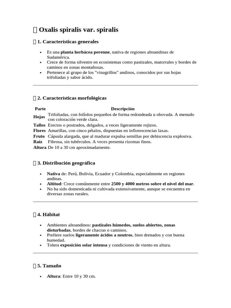 ? Oxalis Spiralis | PDF