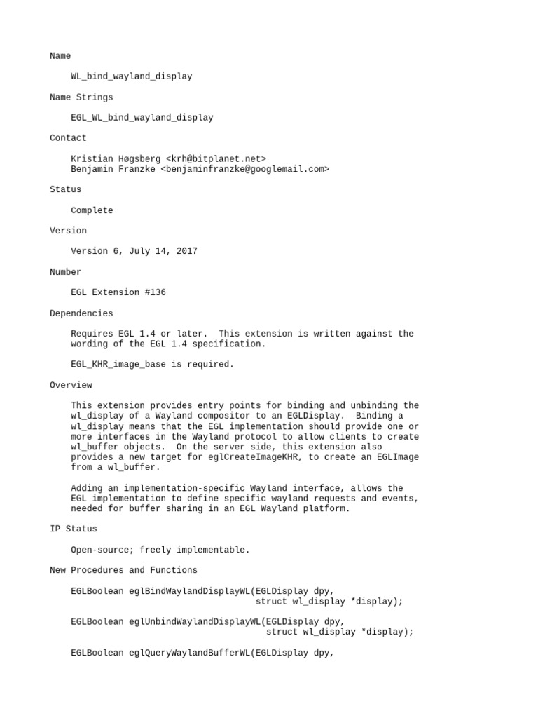 EGL WL Bind Wayland Display | PDF | Software | Software Engineering