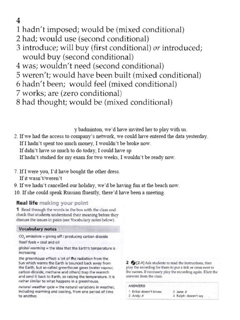 Conditional Sentences Answer Key | PDF