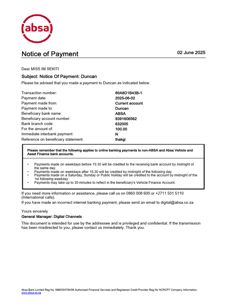 Notice of Payment | PDF