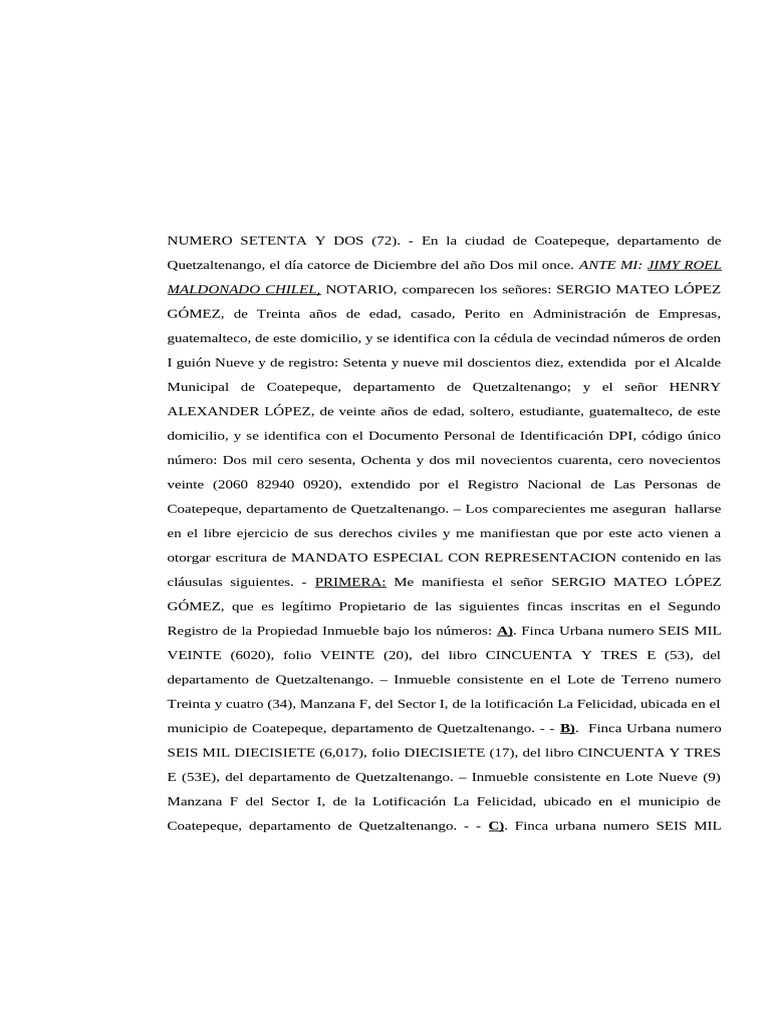 Mandato Especial Con Representacion | PDF