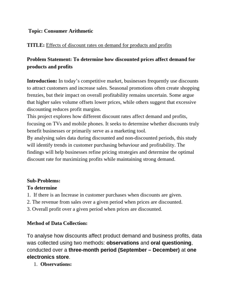 Impact of Discounts on Sales and Profits | PDF | Profit (Economics ...
