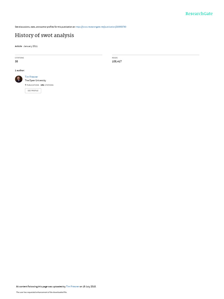 History of Swot Analysis | PDF | Swot Analysis | Business