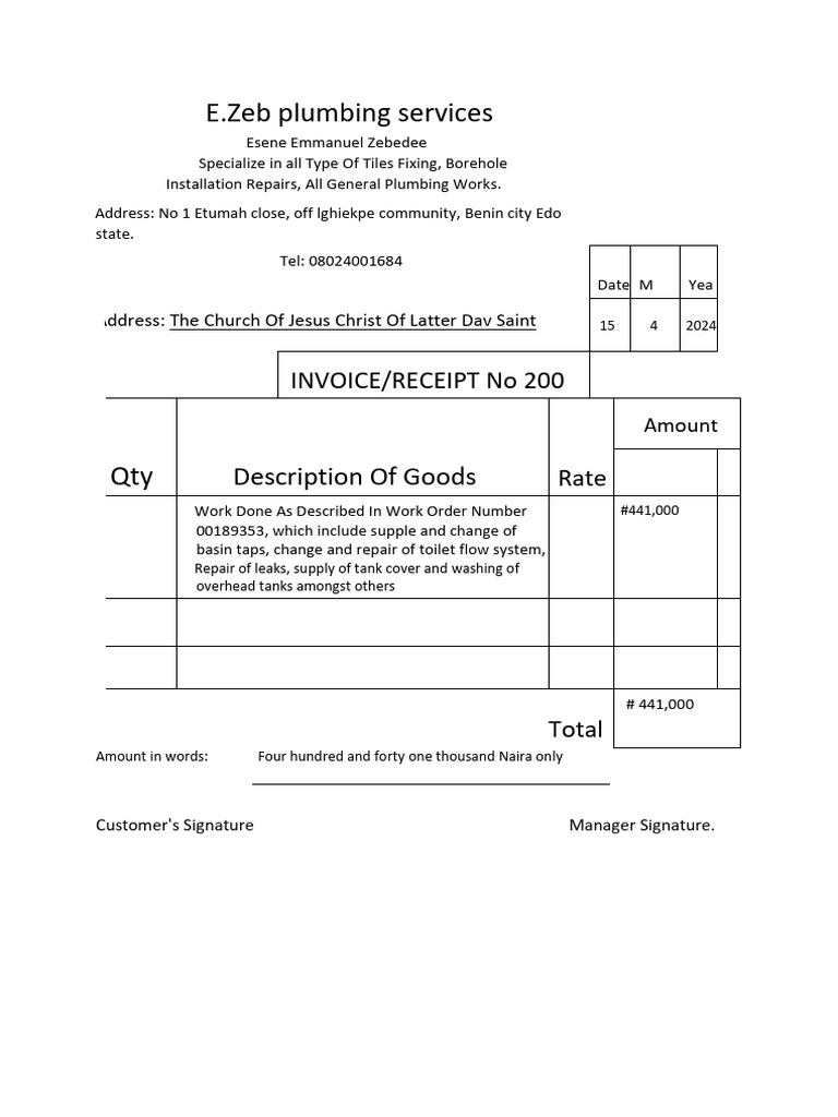 Oluku 1 Receipt' With You | PDF