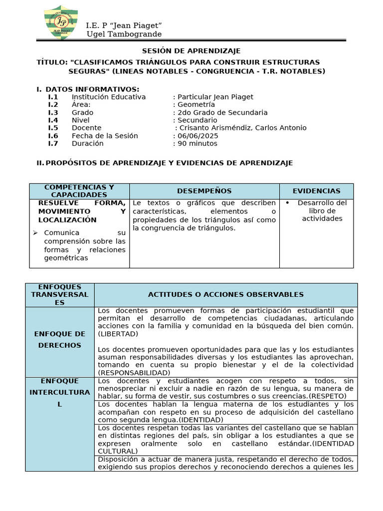s03 - U03 - 2do Sec - Geom - L.n-Cong-Tr - Notab - Jp25 | PDF | Triángulo | Geometría
