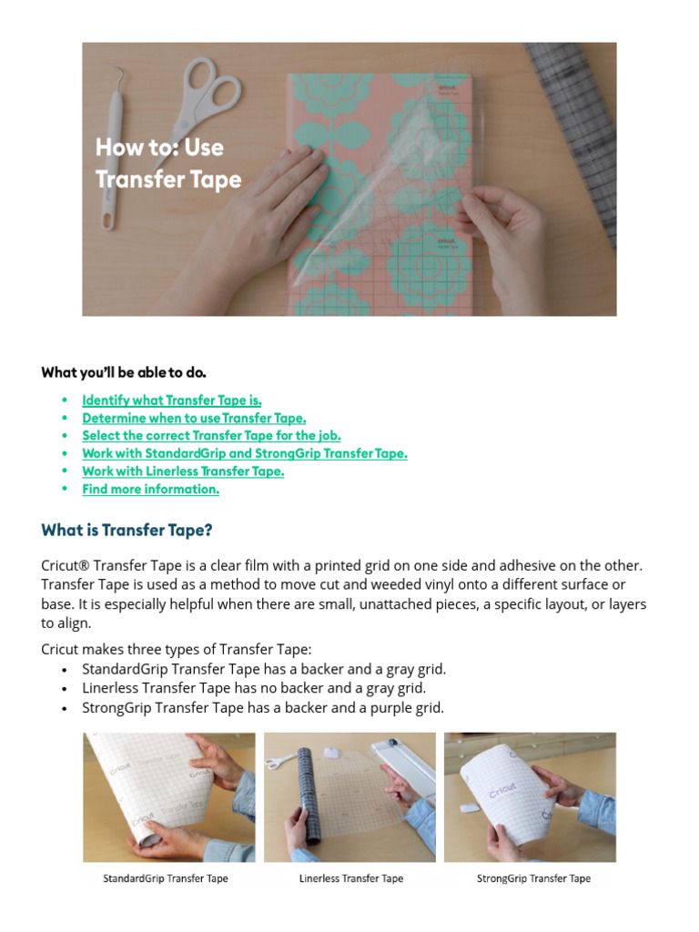 Using StrongGrip Transfer Tape Guide | PDF