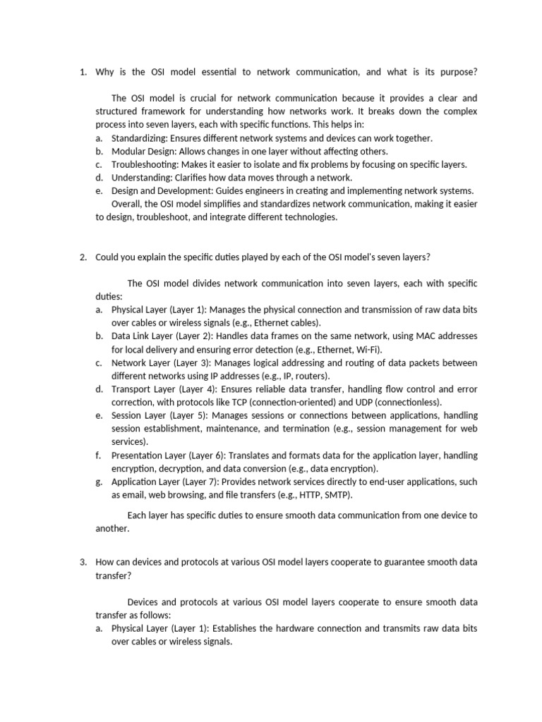 Why Is The OSI Model Essential To Network Communication 2024 | PDF ...