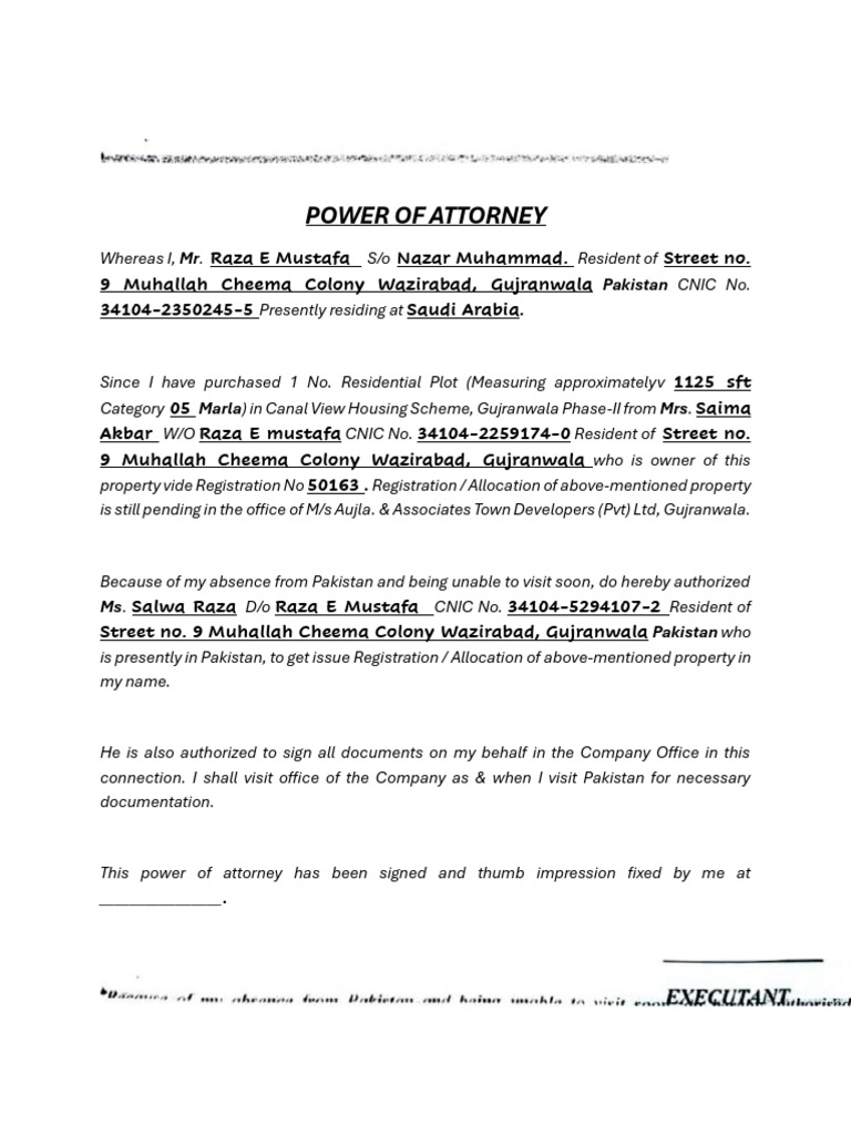 Power of Attorney - Aujla Associates | PDF