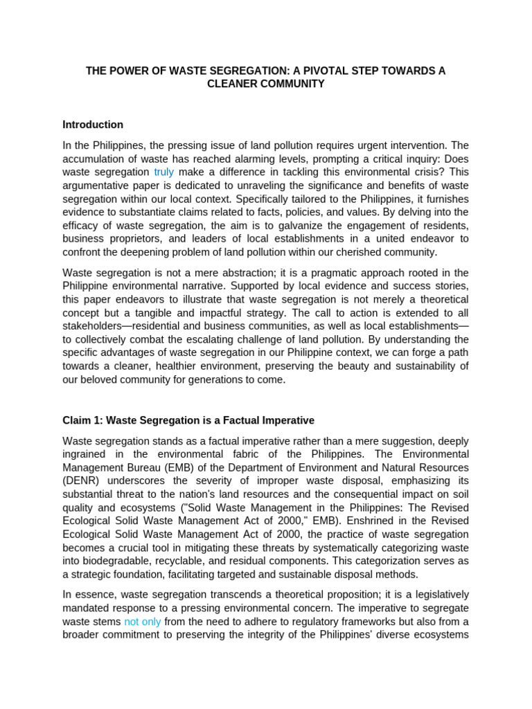 Waste Segregation in the Philippines | PDF | Waste Management ...