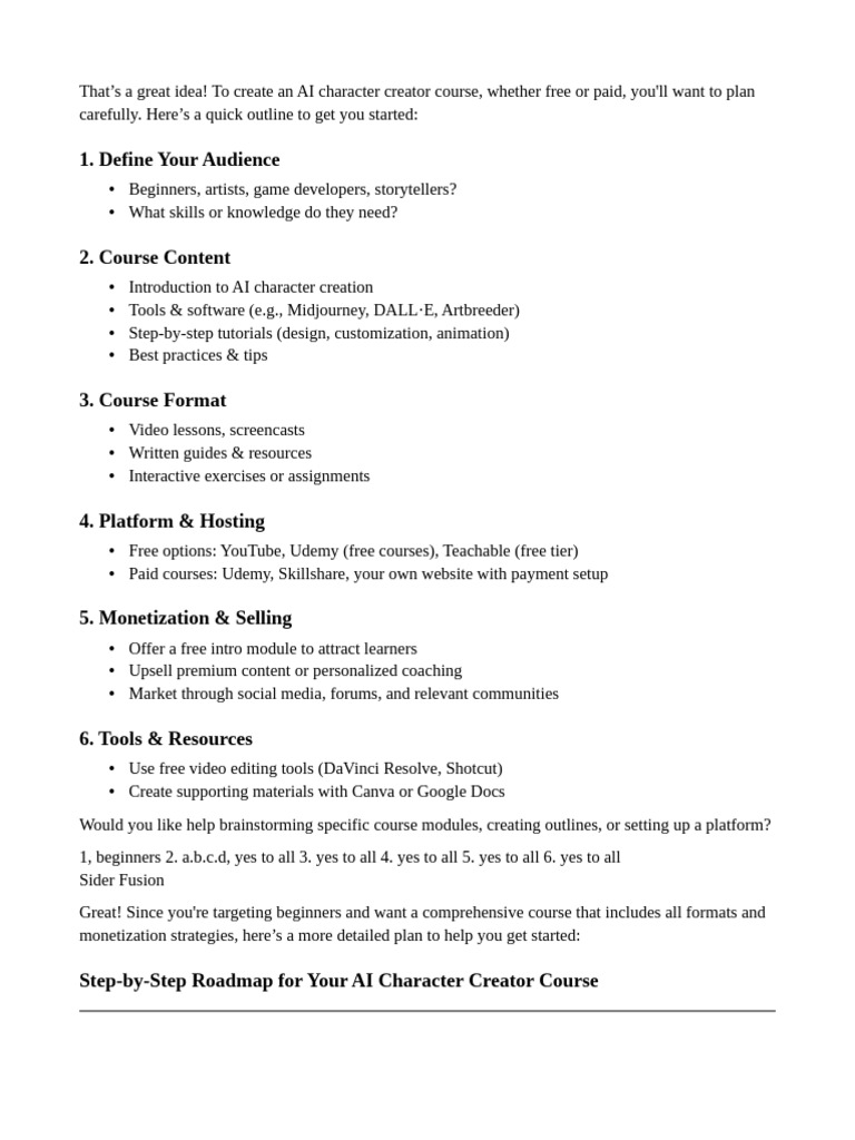 AI Character Creation Course Guide | PDF | Artificial Intelligence ...
