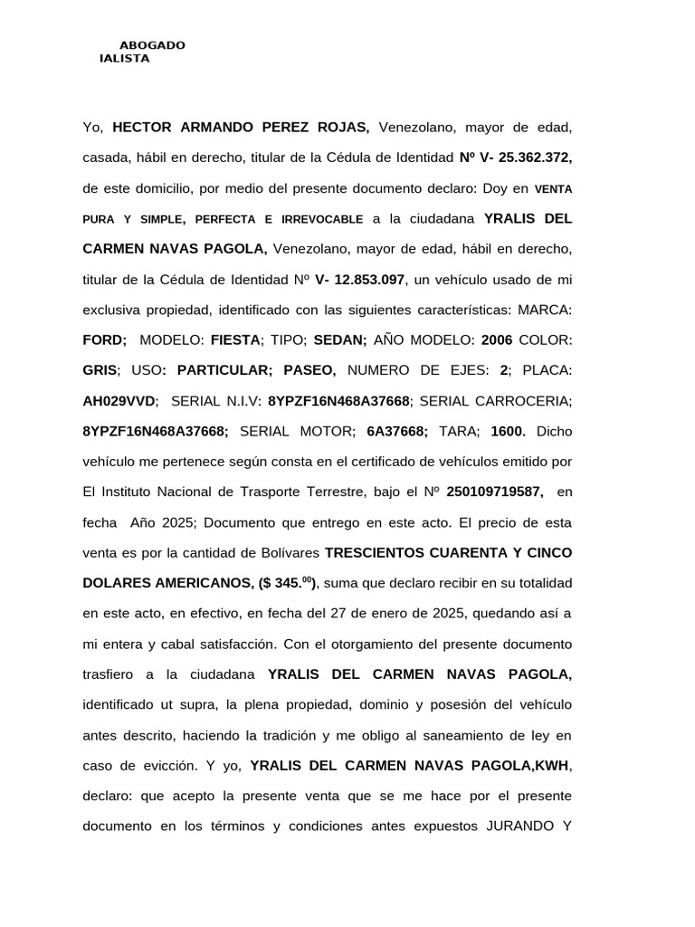 Compra Venta Moto | PDF