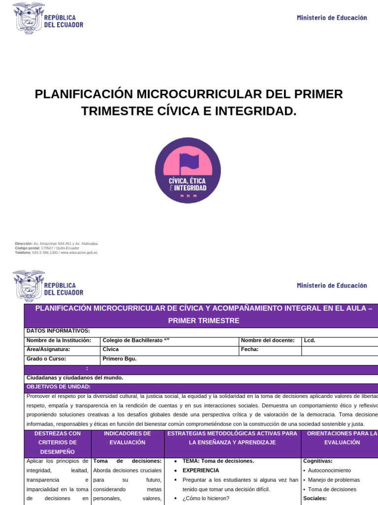 1ero - Bgu - Cívica - 1er Trimestre | PDF | Las emociones | Empatía
