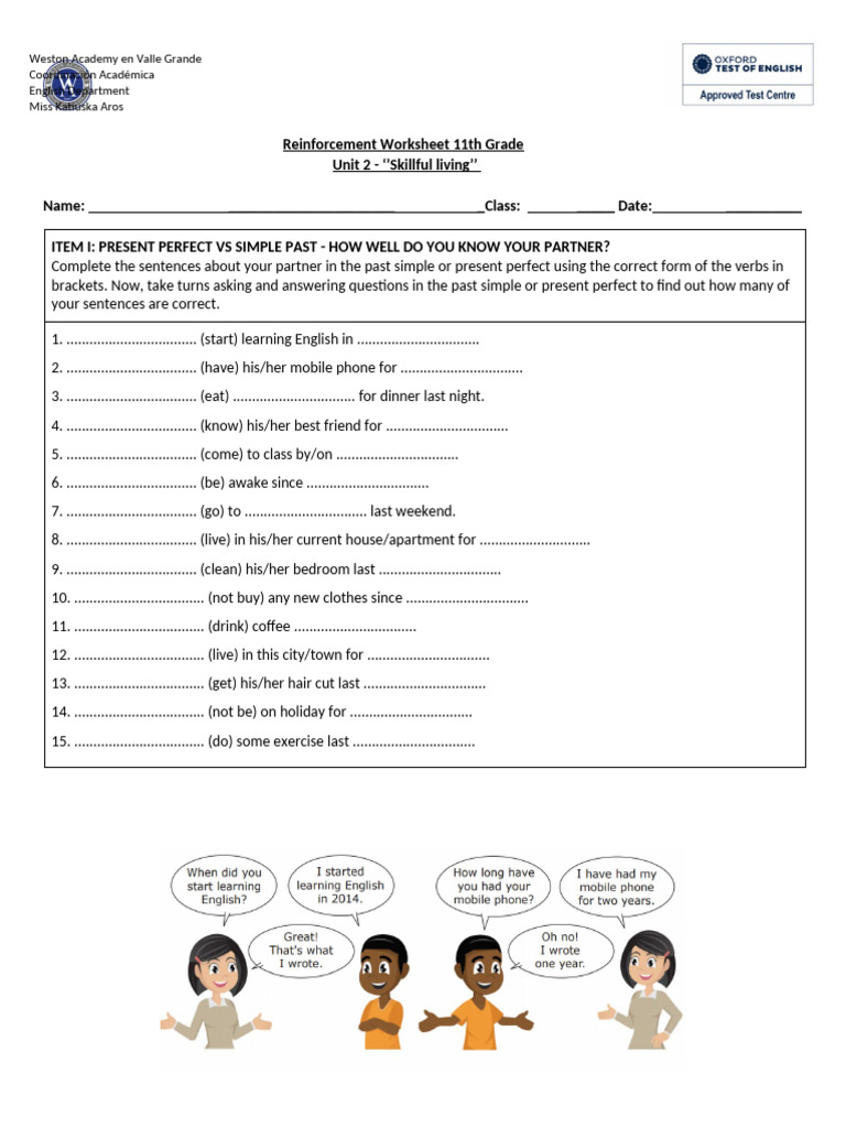 11th Grade - Pre Test Worksheet | PDF