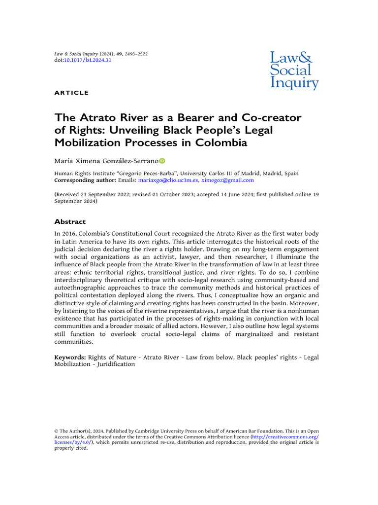 The Atrato River As A Bearer and Co-Creator of Rights | PDF | Slavery